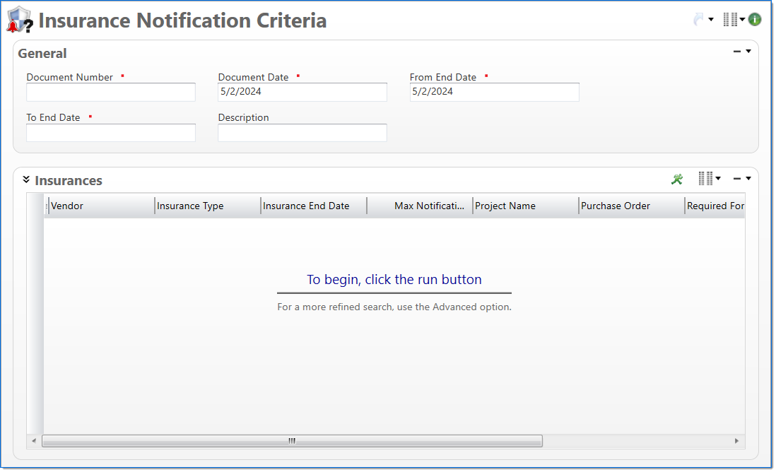 Insurance Notification Criteria